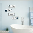 CELIVESGG 4 Pieces Bathroom Wall Art Wooden Dark Blue Wall Decor for ...