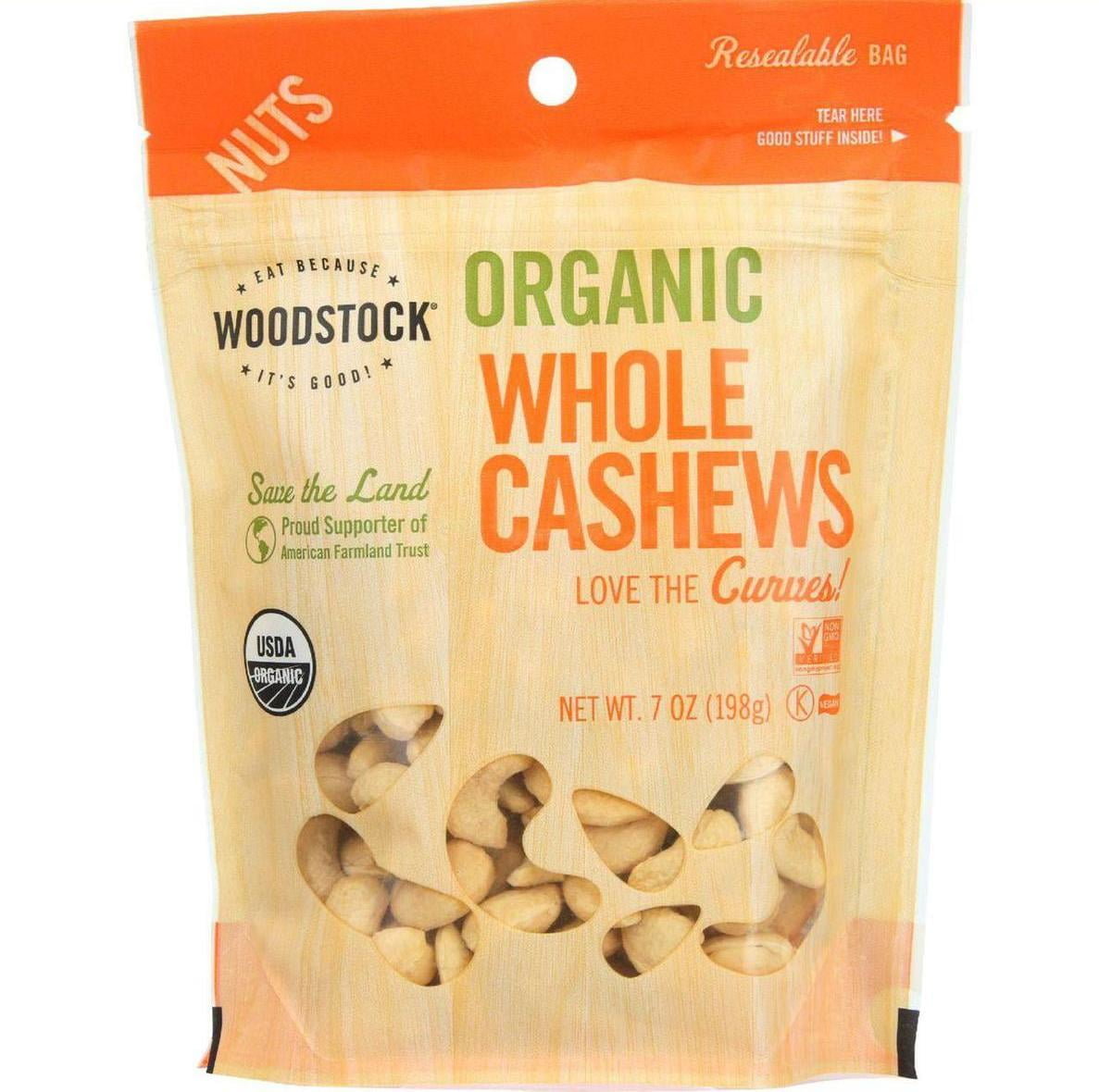 Woodstock Nuts - Organic - Cashews - Whole - Large - Dry Roasted ...