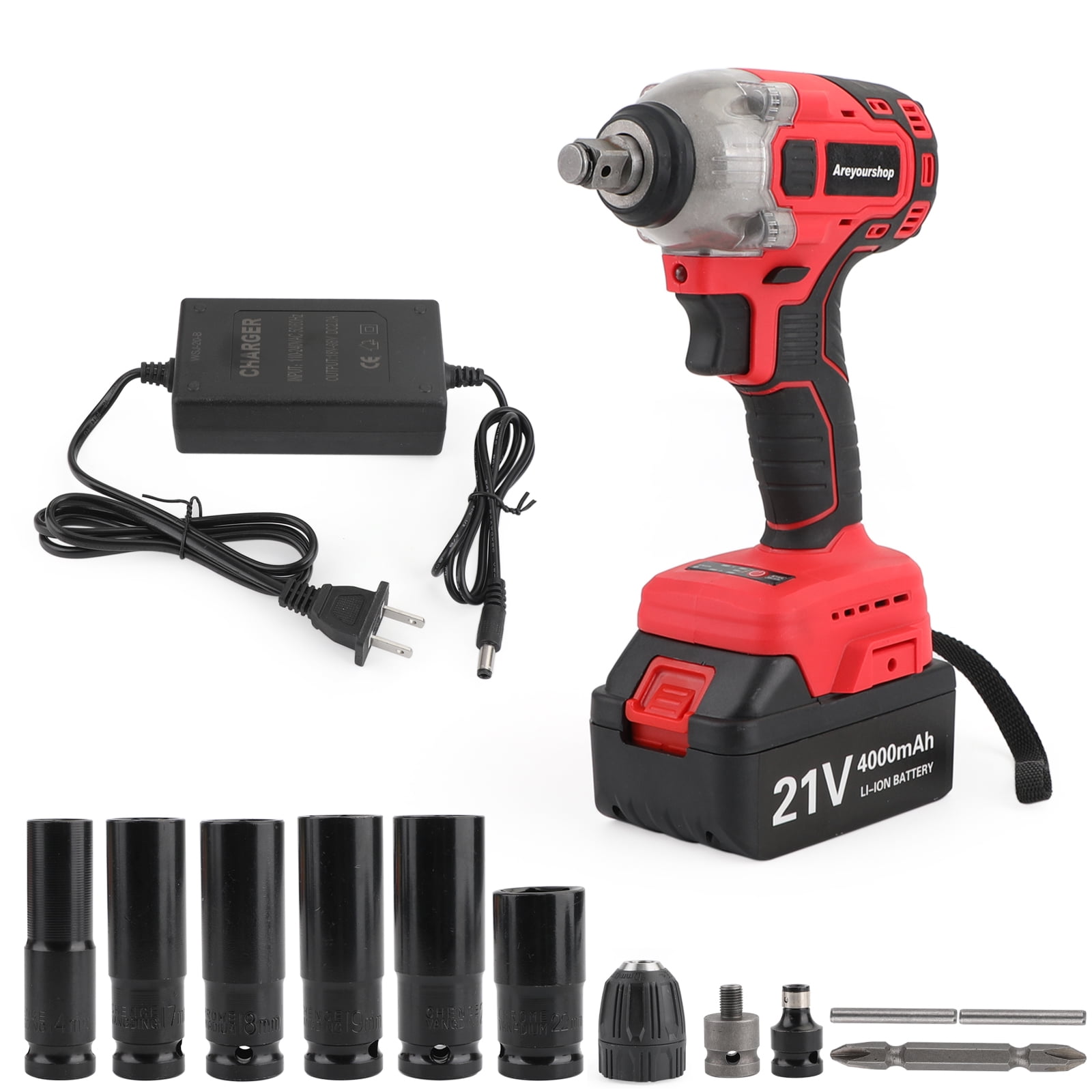 Mad Hornets 1/2" 21V Brushless Impact Wrench Torque Rattle Gun Electric ...