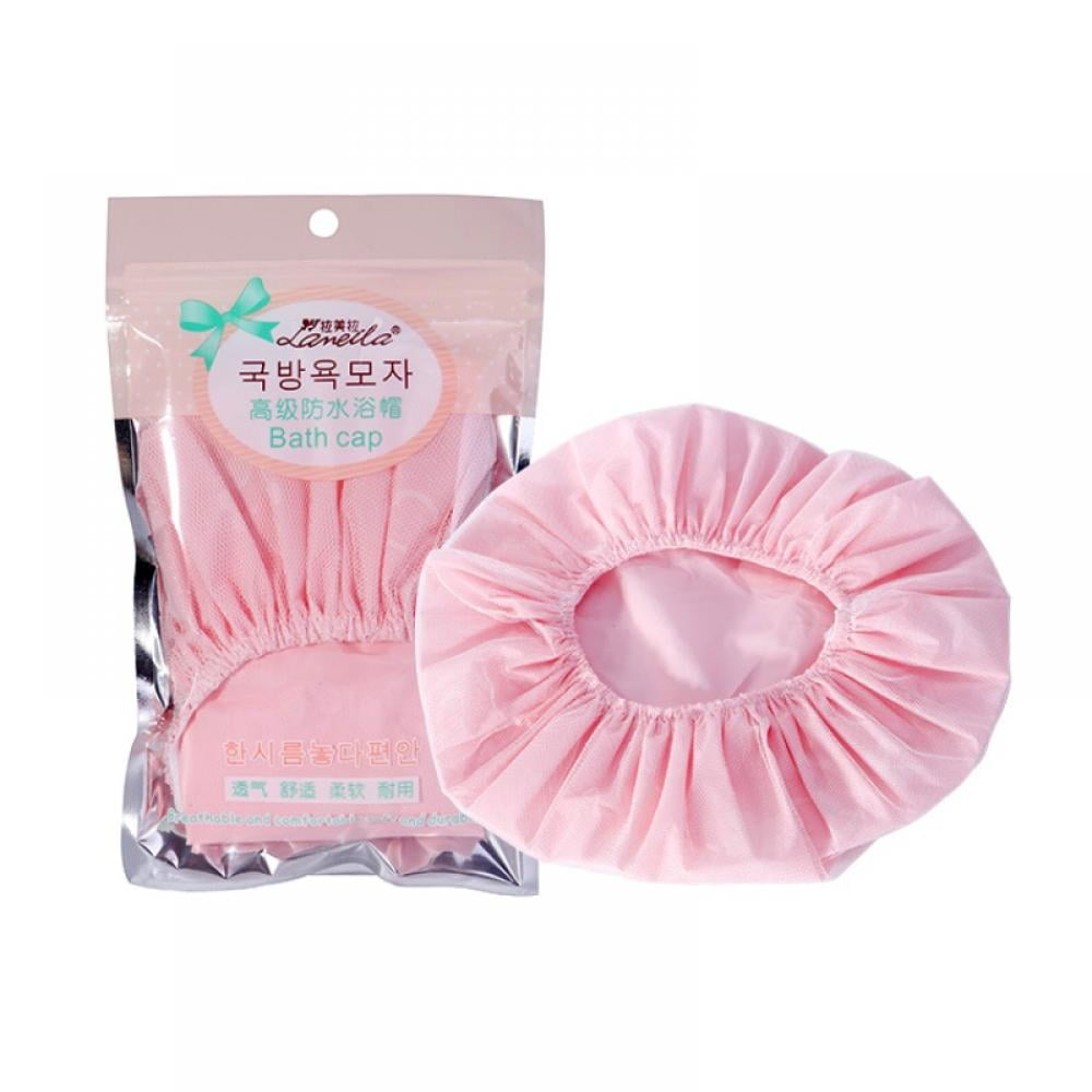 Pink Shower Cap for Long Hair 1 Pack, PE Waterproof Washable Hair Caps ...