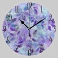 10" Quartz Indoor Wall Clock Silent Mechanism - Dreamy Purple Blue Leaf ...