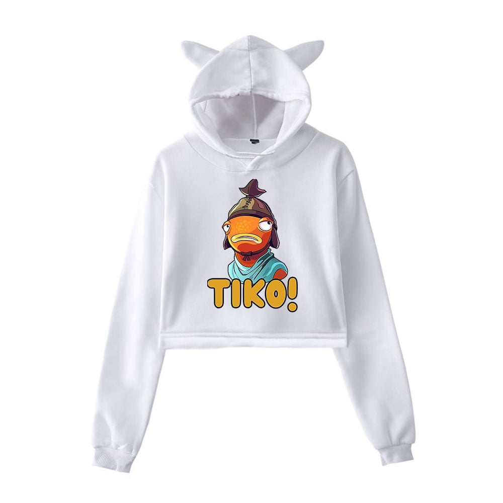 Tiko Sad Fishstick Merch Hoodies Sweatshirts for Girls Cat Ear Crop Top ...