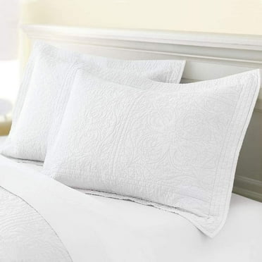 Unique Bargains Cotton Floral Ruffle Trim Pillow Shams Set of 2 with ...