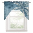 Blue Palm Tree Swag Curtain Valance for Windows, Summer Tropical Plant ...