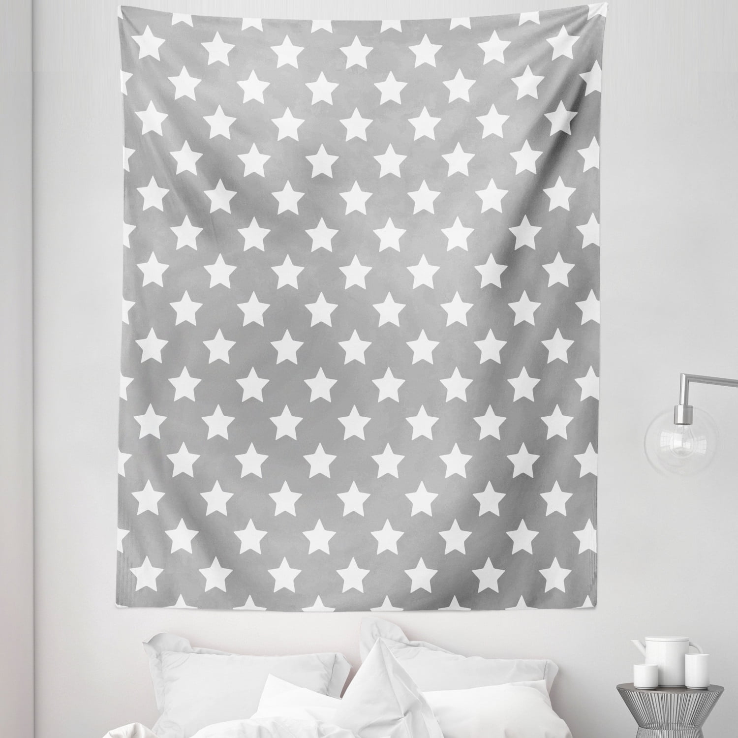 Modern Tapestry, Big Stars Pattern Monochrome Modern Design Starry ...