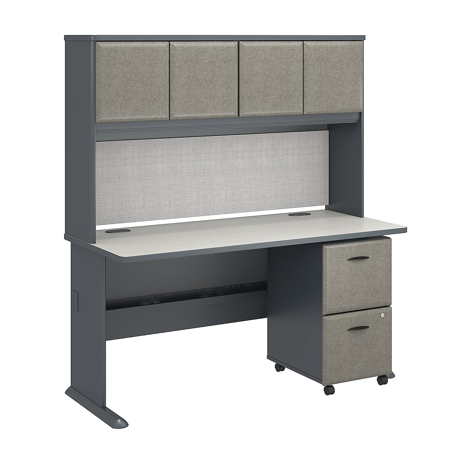 Bush Business Furniture Cubix 60W x 27D Desk with Hutch and 2 Drawer ...