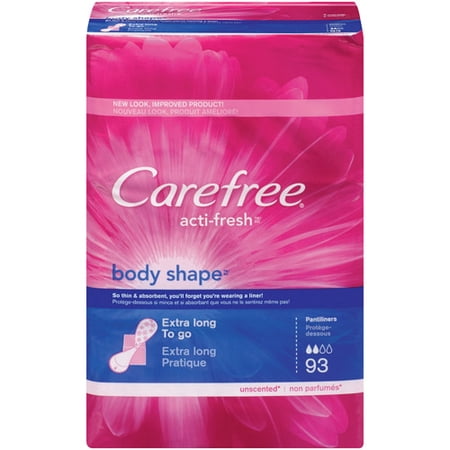 Carefree Body Shape Extra Long Unscented Pantiliners, 93ct - Walmart.com