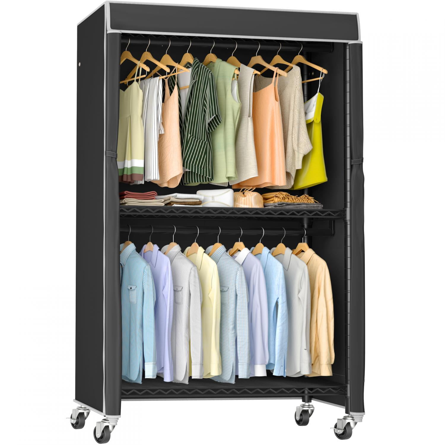 VIPEK V12C Heavy Duty Rolling Garment Rack with Cover Clothing Rack ...