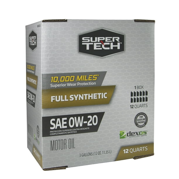 Super Tech Full Synthetic SAE 0W-20 Motor Oil, 12 Quart Bag (3 gallons ...