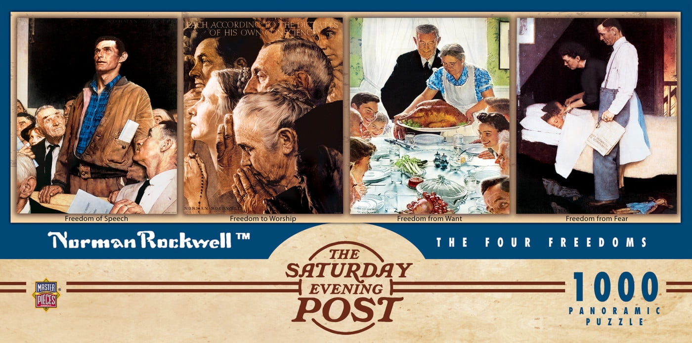 MasterPieces 1000 Piece Jigsaw Puzzle - The Four Freedoms - 13"x39 ...