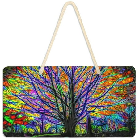 Rainbow Tree of Life Door Sign Plaque Colorful Forest Tree Welcome Wall ...
