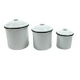 Rustic White Enamel Kitchen Canister Set 3pc Vintage Countertop Food ...