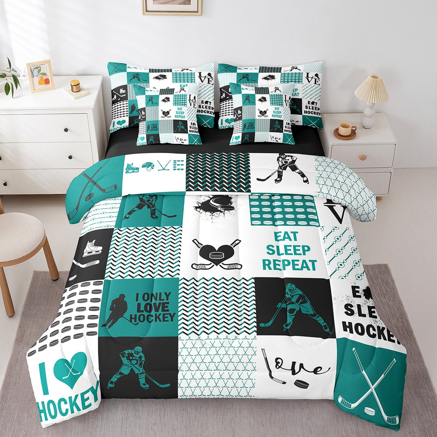 Click here for Yst Kids Boys Hockey Full Bed In A Bag 7 Piece ice... prices