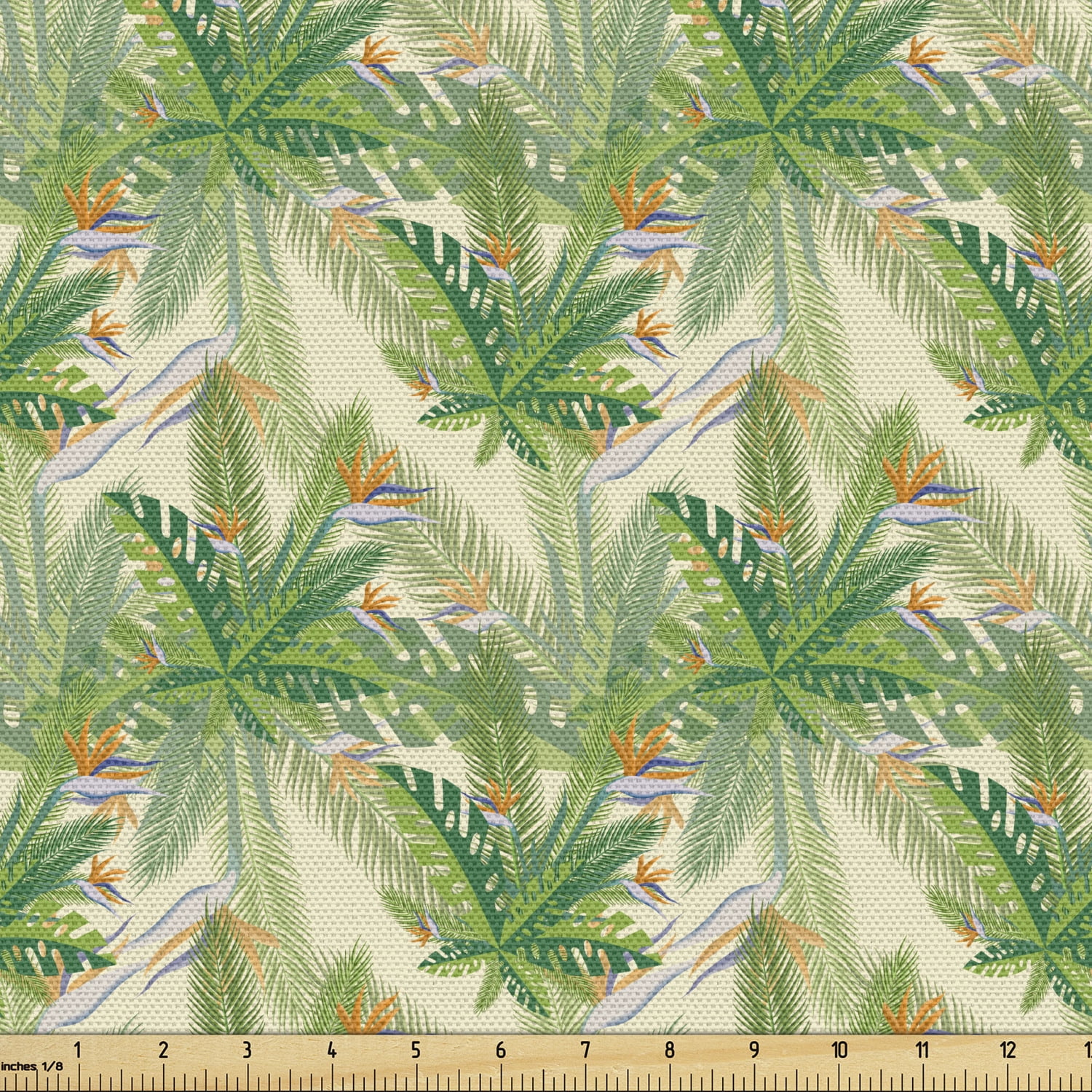 Exotic Sofa Upholstery Fabric by the Yard, Tropical Palm Leaves and ...