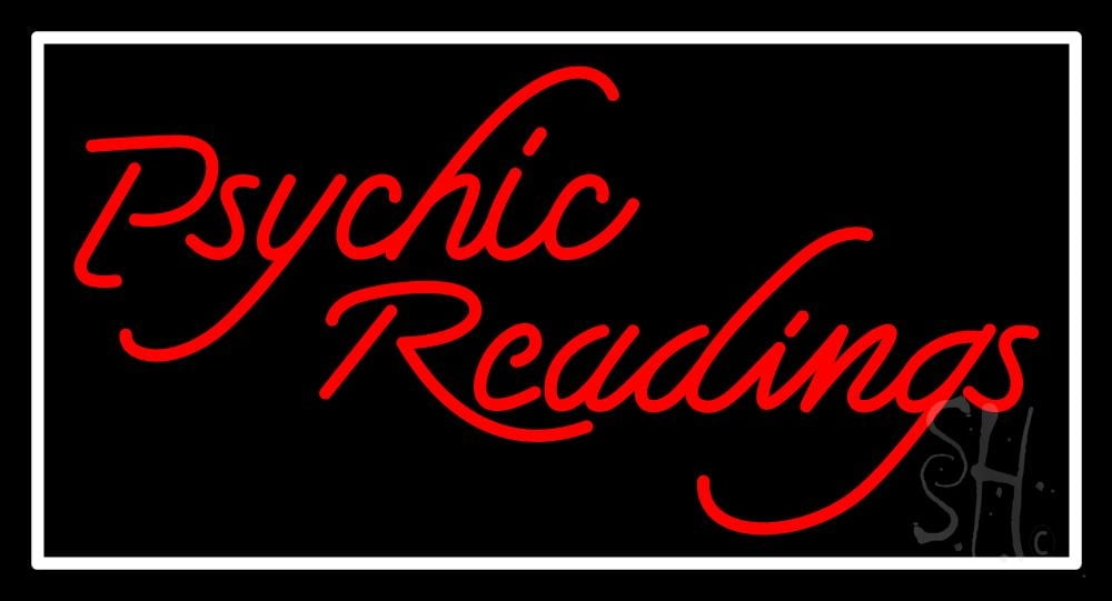 Red Psychic Readings And Blue Border LED Neon Sign 20" Tall x 37" Wide ...