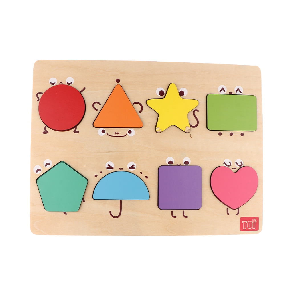 Simple Shape Puzzle Board Stacking Blocks, For Toddlers Color Shape ...