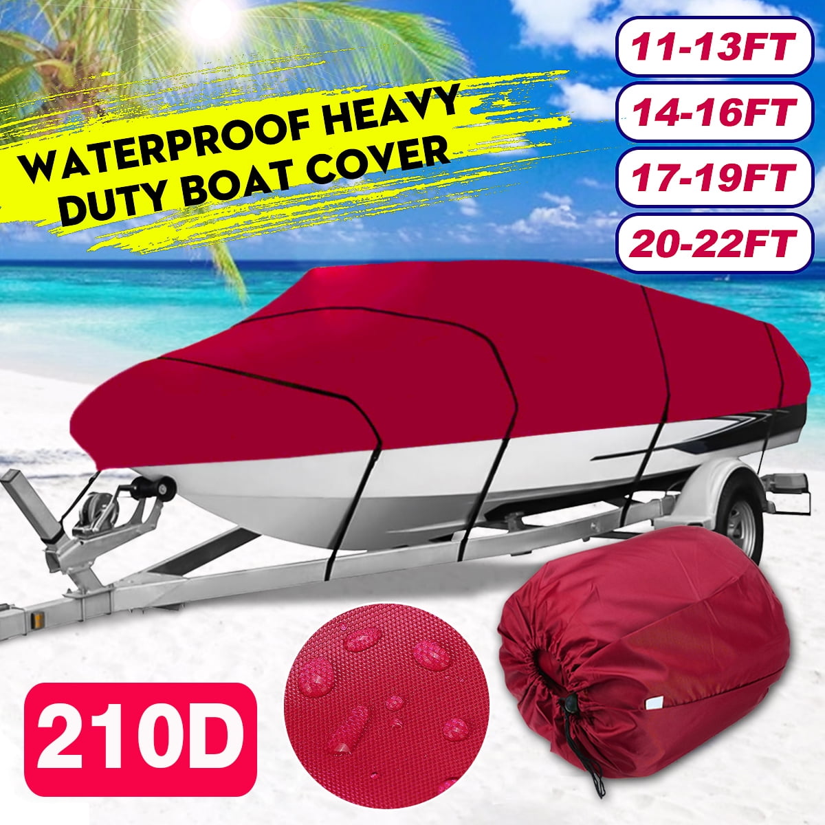 Waterproof and Sunscreen Heavy Duty Trailerable Boat Cover With Storage ...