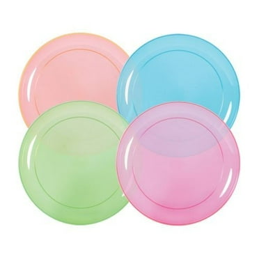 Plastic Neon Dinner Party Plates, Assorted Colors - Walmart.com