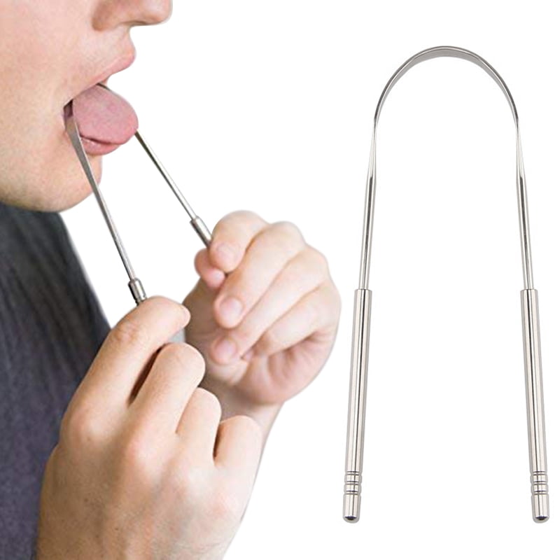 Stainless Steel Tongue Scraper Cleaner Fresh Breath Cleaning Coated ...