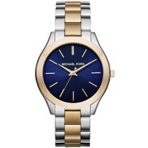 Michael Kors Slim Runway Wrist Watch, Blue Dial, Two-Tone, Ladies ...