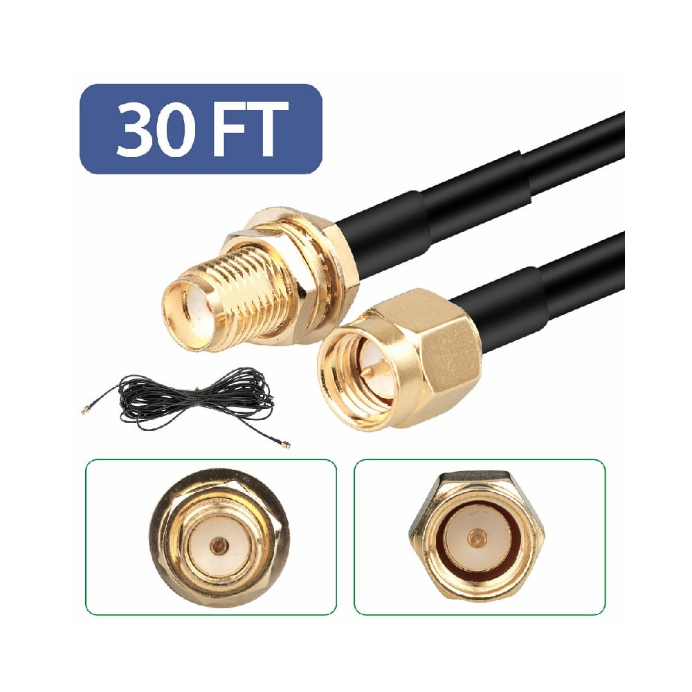 30ft WiFi Antenna SMA Extension Coaxial Cable Cord for Wi-Fi Wireless ...