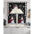 Black Plaid Christmas Kitchen Curtains Set for Windows 3 Piece Cafe ...