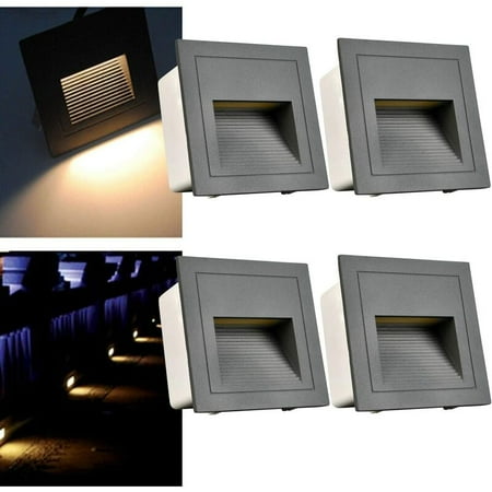 Set of 4 3W LED Recessed Wall Lights for Stair Wall Lights Step Lamp ...
