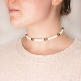 Fablinks 16" Adjustable Puka Shell Necklace Choker with White Heishi ...