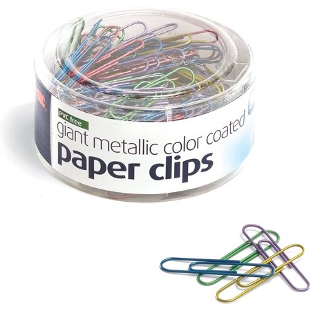 PVC-Free Assorted Color Coated Giant Paper Clips, 200 per Tub (97226 ...