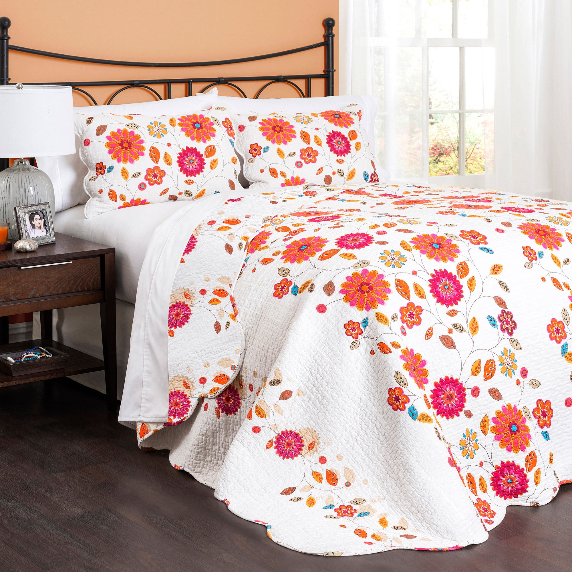Lush Decor Massa 3-piece Floral Quilt Set - Walmart.com