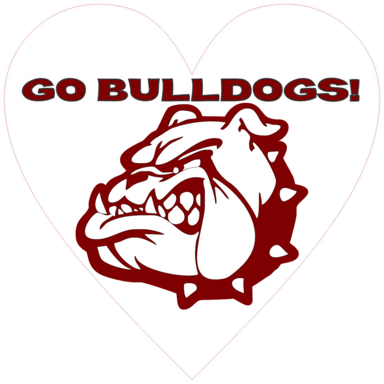 4in x 4in Maroon Go Bulldogs Mascot Heart Sticker - Walmart.com