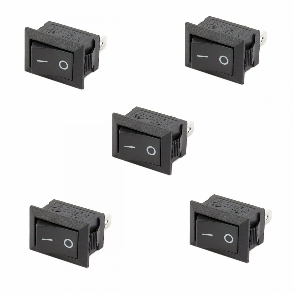 5x SPST On/Off Black Square I/O Rocker Mini 12V Switch for Automotive ...