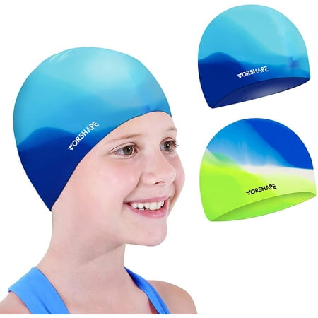 Vorshape Swim Cap Kids (2 Pack), Durable Waterproof Swimming Cap for ...