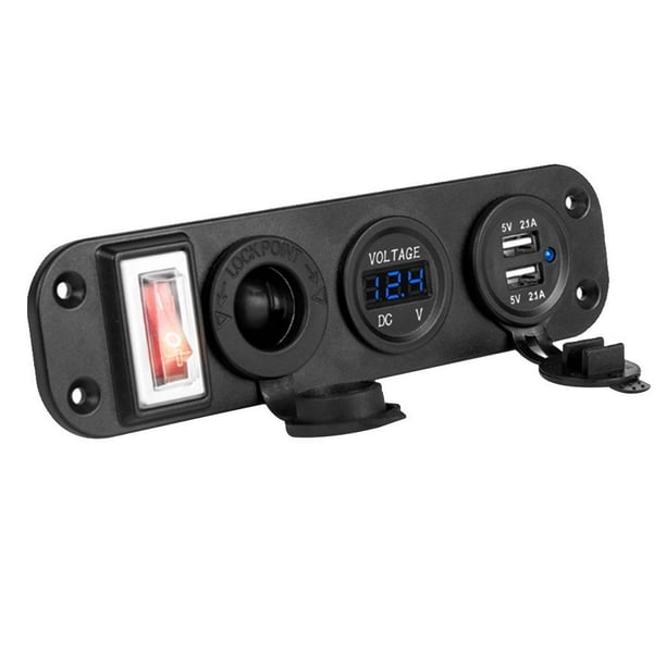 Marine Car Panel Power Socket Panel Blue LED Voltímetro Impermeable ...