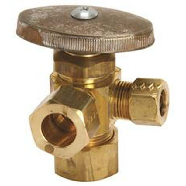 3-Way Dual Angle Stop Valve 1/2 In. Nominal Comp X 1/2 In. Od X 3/8 In ...