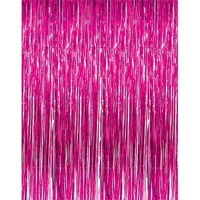 2 PACK 3 x 8 Fuschia Foil Fringed - For Door, Window, Curtain, Wall ...