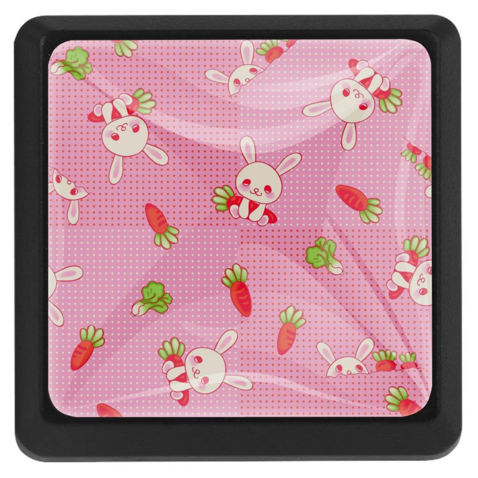 3 Pack Cute Rabbit Square Cabinet Door Knobs Decor for Cupboard ...