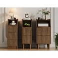 UGTOO Walnut Nightstand Pair – Slim 3-Drawer Bedside Tables with Open ...