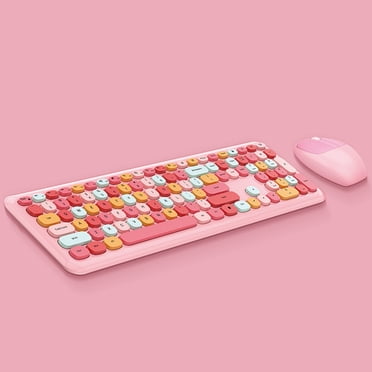 Mofii Sweet Keyboard Mouse Combo, Colored Cute Keyboard,2.4G Wireless ...