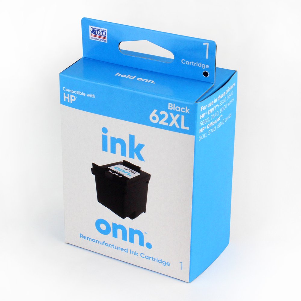 onn. Remanufactured Ink Cartridge, HP 62XL, Black - Walmart.com ...