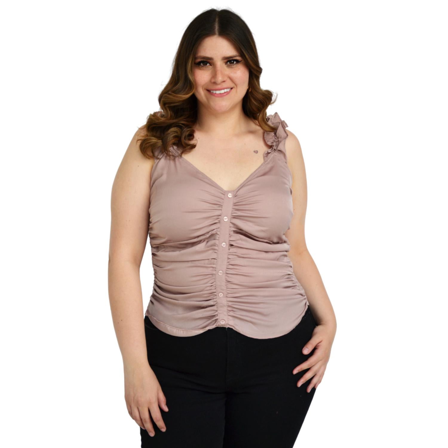 Top drapeado Zenobia 11797 Beige Talla 42 Curvy Plus Size | Walmart en ...