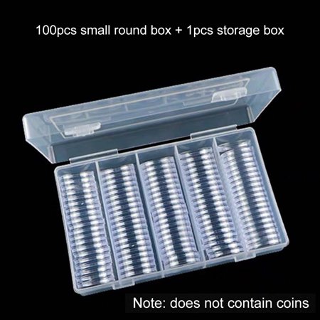 100 Pieces 25mm Plastic Coin Holder Capsules Container with Storage ...