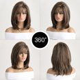 Fashionable Brown and Light Gold Short Hair Hair Wigs with Bangs for ...