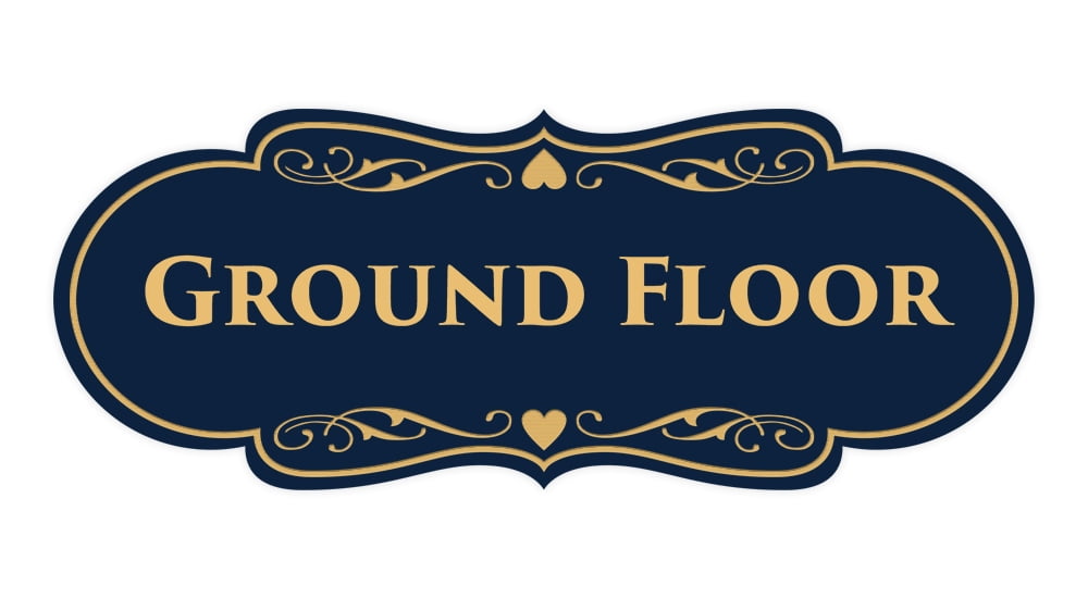 Signs ByLITA Designer Ground Floor Sign (Navy Blue/Gold) - Small ...