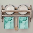 4 Pack Teal Abstract Kitchen Towels Silver Marble Ripples Clouds Luxury ...