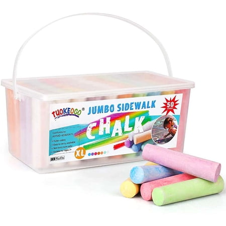 Selm 50-Packs 7 Colored Jumbo Sidewalk Chalk for Kids Bulk- Large ...