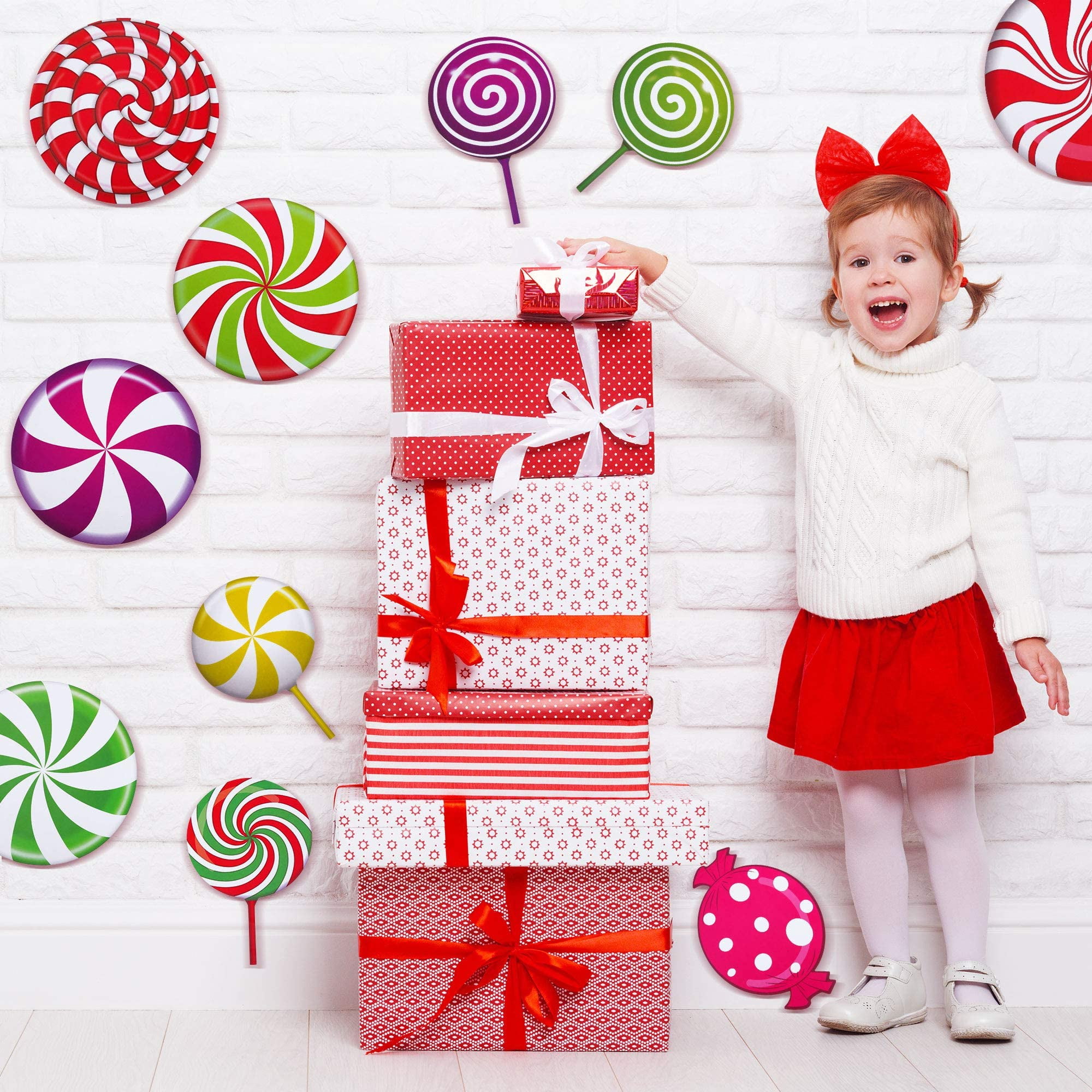 30 Pieces Peppermint Floor Decals Stickers Colorful Candies Round ...