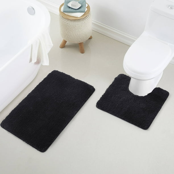 Yafa Home Fashion 2 Piece Solid Microfiber Soft Bathroom Rug Set, Non ...