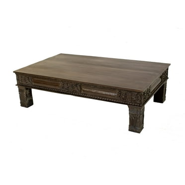 20 Inch Tall Distressed Finished Coffee Table | Hallway Rectangle Solid ...