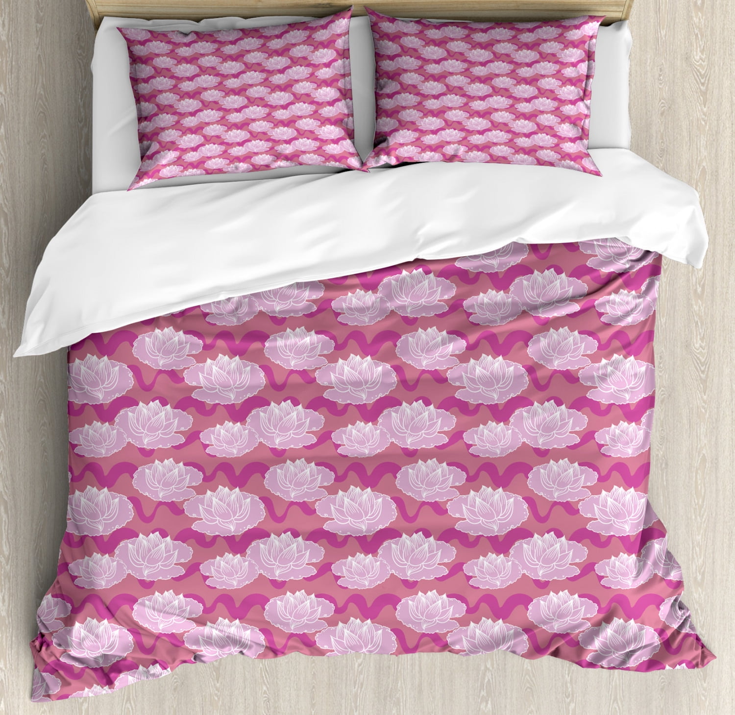 Lotus King Size Duvet Cover Set, Sacred Flower Arrangement Japanese ...